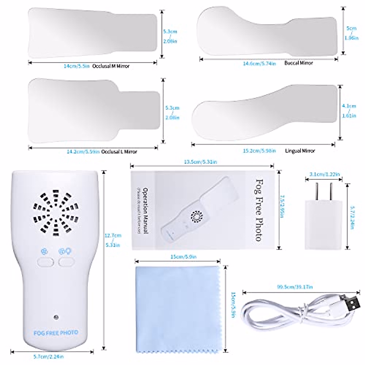 ANNWAH Dental Photography Mirrors Fog Free - Pofessional Dental Occlusal Mouth Mirror Anti-sctraching Surface Intraoral Mirrors with Handle