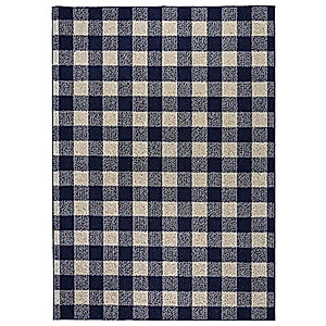 Garland Rug Country Living Buffalo Plaid 5 Ft. x 7 Ft. Indoor/Outdoor Area Rug Navy/Ivory