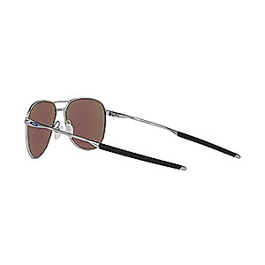 Oakley Men's OO4147 Contrail Aviator Sunglasses, Satin Chrome/Prizm Sapphire, 57 mm