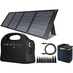 Enginstar Portable Power Station 120Wh, 100W Solar Generator, 40W Solar Panel, Carrying Case Storage Box for Power Station,Portable Backup Lithium Battery Pack Bank Picnic Camping Wild Fishing Hunting