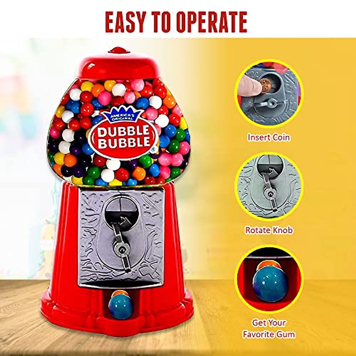 Gumball Machine for Kids 8.5" - Coin Operated Bubble Gum Machine and Toy Bank - Candy Machine Dispenser Includes 85 Gum Balls - Great Candy Dispenser Machine Gift Toys for Girls and Boys - 8.5" (Red)