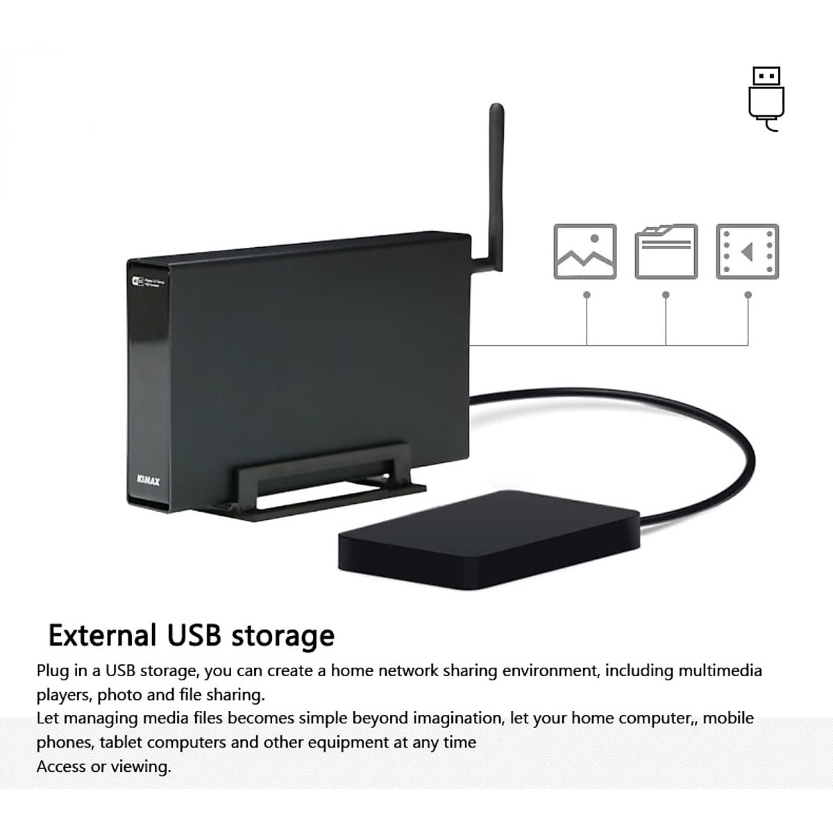 JMT U35WF 6TB 3.5 inch Mobile Multi-Function Hard Disk Box WiFi Wireless NAS Private Cloud Storage Office Home (Hard Drives not Included)