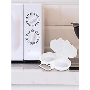 Egg Poacher, 2 Cavity Nonstick Poached Egg Maker with Lid Poached Egg Maker Microwave Eggs Round Poached Eggs Egg Maker Easy to Use Breakfast Egg Cookware EggsSteamer for Home Breakfast