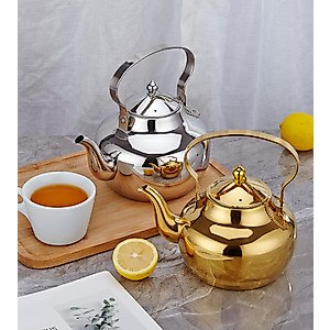 2000ml Gooseneck Teapot with Removable Infuser, 2.1qt Hot Water Kettle Boiling Water Pot, Stainless Steel Tea Kettle, Stovetop Safe Teapot Coffee Kettle for Coffee Blooming, Loose Tea, Gold