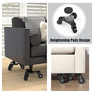 SOYO Furniture Dolly Movers with Lifter, Moving Dollies with Wheels Heavy Duty 500 LB Load Capacity, 6-Inch Steel Tri-Dolly, 3 Wheel Roller Move Tools Lifting Equipment, 4 Pack, Black