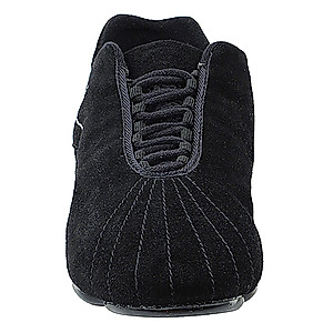 Very Fine Dance Shoes - Unisex Dance Sneakers - Flat Heel Gum Sole - VFSN016 and Foldable Brush Bundle - Black Suede - 14