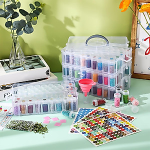 Willinglong Diamond Painting Storage Containers with 208 Grids Bead Organizer with Diamond Painting Accessories for Diamond Art Storage DIY Diamond Art Craft Jewelry Bead Storage