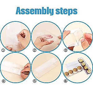 pakiper Clear Favor Boxes,Chocolate Macaron Gift Boxes with Inserts,50 PCS Clear PET Plastic Gift Favor Boxes Candy Cookies Treat Boxes for Christmas,Wedding,Baby Birthday Party 6.3"x1.5"x1.4"