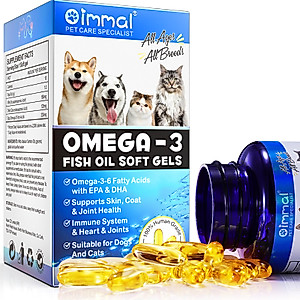 Omega-3 Pet, Salmon Oil Soft Gels for Dogs and Cats (120pcs)- Skin and Coat Health Supplement with EPA & DHA Fatty Acids, Omega-3 Fish Oil Pills Treats for Pet Shedding, Skin Allergy, Itch Relief