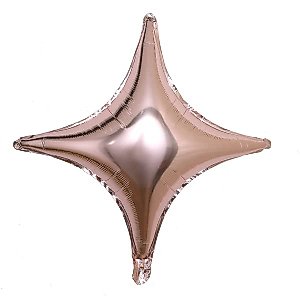 TABLECLOTHSFACTORY 3 Pack 23" Rose Gold Aluminum Foil Star Shape Balloon Wholesale 4 Point Quadrangle Mylar Balloons