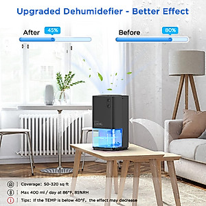 Dehumidifier for Bedroom, Heelay 40 OZ Water Tank with Handle/Auto Shut Off/7 Colors LED 2024 Newly Portable Small Dehumidifiers for Bathroom Room Quiet Closets RV (320 sq. ft) Camper Black