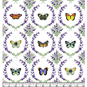 Northcott Deborahs Garden Butterfly White/Multi, Fabric by The Yard