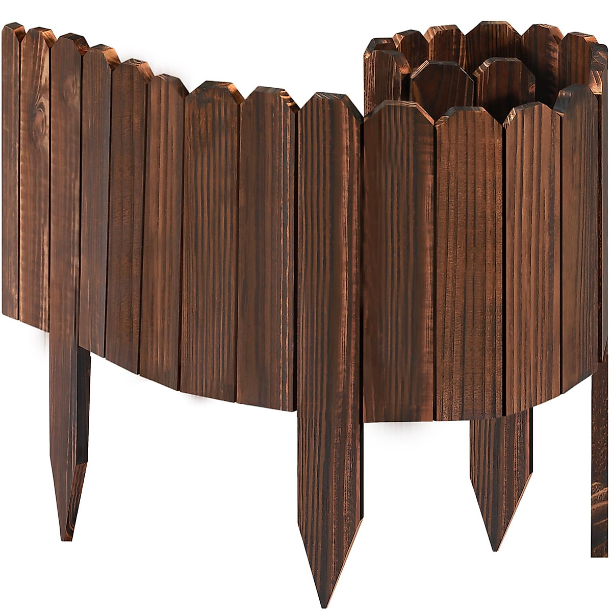 LINSHRY Wood Garden Edging Border, 2 Pack 7.9 in H x 3.9 ft L. Wooden Garden Fence Border for Decorative Landscape Border Edging, Courtyards Planting Fence Tree Fences(Total 7.8ft Length), RXZER03