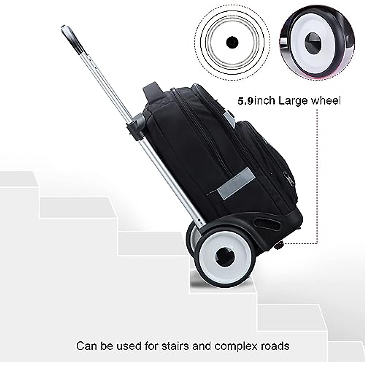 UNIKER Rolling Backpack with Removable Trolly Cart for Business,Travel Briefcase Commuter,Wheeled Carry-on Baggage with Laptop Compartment Fit 15.6 Inch,Silent Wheeled Backpack for Men