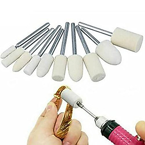 Luo ke 60 Pcs Wool Polishing Bits, 1/8 Inch Shank Compressed Wool Felt Polishing Kits Wool Mounted Mandrel Buffing Tool for Dremel