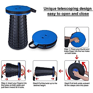 Fishboy Upgraded Collapsible Stool for Adults,Portable Retractable Folding Telescoping Foldable Camping Stool Holds 400lbs for Outdoor Fishing Hiking Gardening Travel BBQ