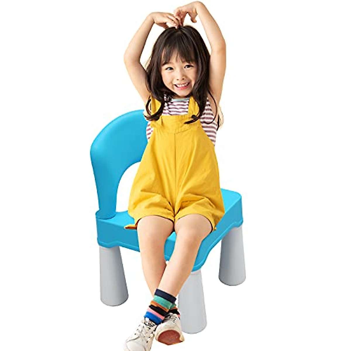 burgkidz Plastic Toddler Chair, Durable and Lightweight Kids Chair, 9.3" Height Seat, Indoor or Outdoor Use for Toddlers Boys Girls Blue
