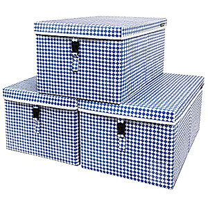MULISOFT Large Storage Bins with Lids, 3 Packs Stackable Storage Bins with Labels and Lock, Collapsible Storage Boxes, Cube Storage for Home, Closet, Bedroom, Office (16.6x13x9.84)