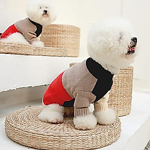 Kayto Dog Sweater, Long Sleeve Thermal Knitted,Dog Winter Clothes for Small Dogs Boy Girl, Pet Coat,Cat Sweatshirt Jacket Puppy Outfits Doggie (Large, Black with Red)