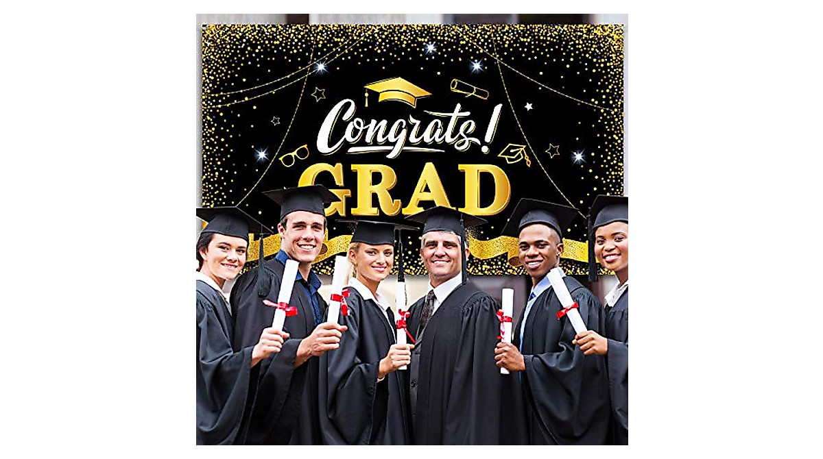 Graduation Backdrop Banner - Reusable “Congrats GRAD” Sign for Parties