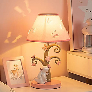 Useful Rabbit Table Lamp for Kids Creative Sweet Cute Bedtime Nightstand Eye-caring Desk Lamps for Children Girls Bedroom Reading Gift Desk lamp (Color : Pink Lampshade)