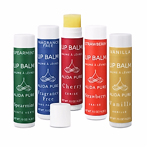 ALIDA PURE Vegan Melody Lip Balm Collection, Cruelty Free, Beeswax Free, Coconut Oil Free, 5 Lip Balm Set, Organic Jojoba Oil, Avocado Oil, and Vitamin E, Natural Moisturizing Lip Balm | Lip Gloss, for Dry, Chapped, or Cracked Lips