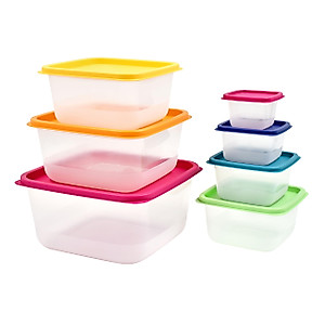 SMIY Plastic Rainbow Food Storage Set, Multi Color, 14 Count