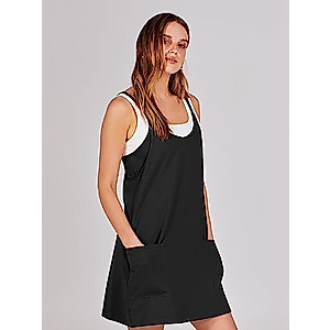ANRABESS Women Summer Tennis Workout Dress Build in Bodysuit Exercise Golf Athletic Dresses 2023 Fashion Clothes Mini Active Dress 1125heise-XL Black