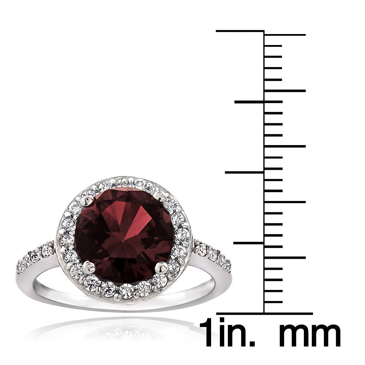 Ice Gems Sterling Silver Garnet and Cubic Zirconia Round Halo Ring, Size 7