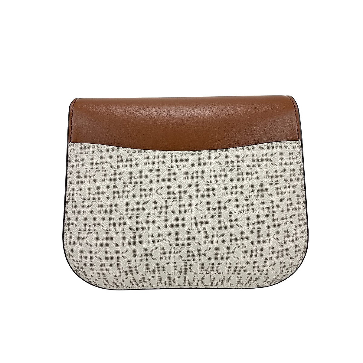 Michael Kors Emilia Small Saddle Flap Bag Crossbody Vanilla Signature