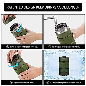 Ourokhome 5 in 1 Insulated Can Cooler, Freezer Can Coozie for 12 oz & 16 oz Cans and Bottles for Beer, Skinny Selzers, Soda and Coffee, 100% Leak Proof Tumbler with Lid, Christmas Gift, Green