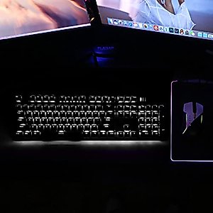Merdia Mechanical Keyboard Gaming Keyboard with Red Switch Wired White Backlit Keyboard Full Size 104 Keys US Layout (Black)