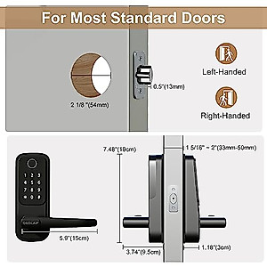 GUDLAIF Smart Door Lock, 5-in-1 Keyless Entry Door Lock with Touchscreen Keypads, Digital Locks for Front Door, Fingerprint, Biometric, Wireless, WiFi, Electric, Fit for Home, Office, Hotel (Black)