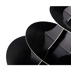 YLDW 3-Tier Cupcake Stand, Cake Stand holder, Tiered DIY Cupcake Stand Tower for Dessert Table Displays, Birthday Theme Party Favors Decoration, Floral Tea Party, 12" W x 12.8" H, Black