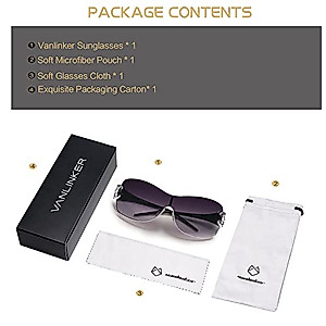 VANLINKER Wrap Around Y2K Sunglasses for Women Men Trendy Oversized Sun Glasses Fashion Shield Frameless Shades Gradient Grey VL9704
