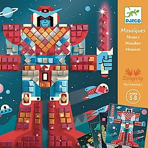 DJECO Space Battle Sticker Mosaic Kit - Craft Your Own Space Battle Scene for School or Gifts - Fun & Creative for Family & Friends, Boys & Girls, Mosaic Art Craft Kit for Kids 5+ - Multi