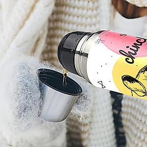 Cute Sweet Chinchilla Vacuum Insulated Water Bottle Stainless Steel Thermos Flask Travel Mug Coffee Cup Double Walled 17 OZ