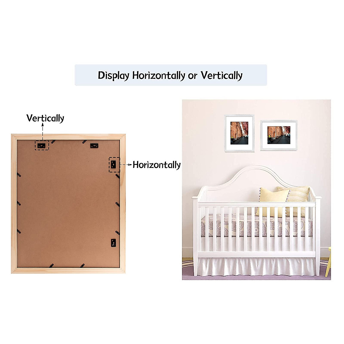 Golden State Art, 16x20 Wooden Picture Frame - Mat for 11x14 Photos - Real Glass - Horizontal and Vertical Wall Display, Great for Engagement, Wedding, Silver, 1 Pack