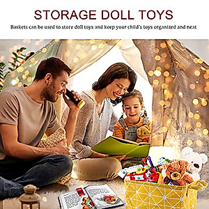 5 Pcs Foldable Storage Bin Basket,Foldable Container Organizer Fabric Storage Receive Baskets with Handle Cotton Linen Blend Storage Bins for Makeup, Book, Baby Toy,9.85x7.9x5.5 inch