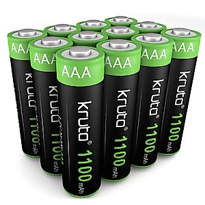 Kruta Solar Lights Batteries AAA 1100mah High Capacity 1.2V Ni-MH Rechargeable AAA Solar Battery for Outdoor Solar Lights, Battery String Lights, TV Remotes, Wireless Mouses (AAA1100 Pack 12)