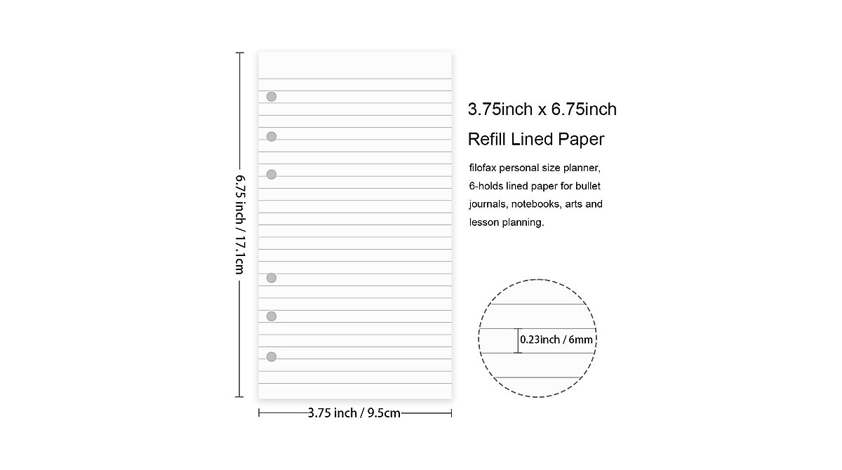 200 A6 Lined Pages for Filofax Personal Binders | 100gsm
