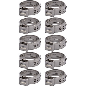 SharkBite 1/2 Inch Clamp Ring, Pack of 10, Stainless Steel Plumbing Fitting, PEX Pipe, PE-RT, UC953A