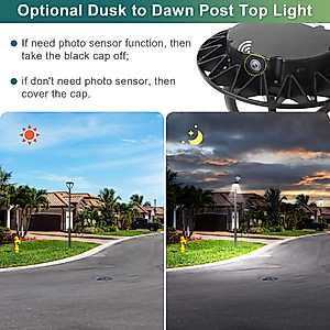 LED Post Top Pole Light with Dusk to Dawn Photocell, 20W/30W/40W/60W Wattage Selectable, 3000K/4000K/5000K CCT Tunable, LED Garden Area Lights for Pathway IP65 Waterproof