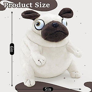 6 Inch Pug Stuffed Animal Dog Plush Toys for Kids Adults, Funny Ugly Dog Doll Plushies Pillow, Office Decorations, Birthday Gift, Christmas