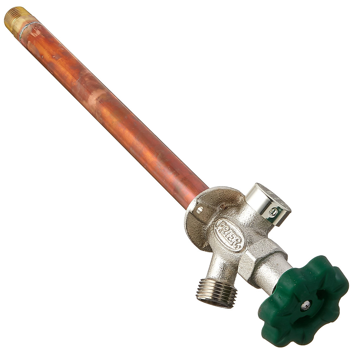 Prier P-164D10 Products Anti-Siphon Quarter Turn Wall Hydrant with 1/2" Inlet, 10", Satin Nickel Plated
