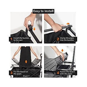 Aluminum Alloy Steel Collapsible Board Desktop for Garden Cart Foldable Wagon，Heavy Duty Foldable Metal Board for Outdoor Camping 34.64x20.87'' Black (Garden Cart not Include)