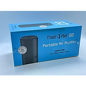 Triad Aer GO Portable Air Purifier Home Purifier, Car Purifier, Office Purifier, Cleaner for Pets Hair Dander Allergies Odors, 99.97% Removal of 0.3 Microns Dust Smoke Mold
