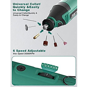 Ogeto Corded Power Rotary Tools with 6 Variable Speeds, 131 Accessories, Powerful Engraver, Polisher, and Sander, 5000-35000RPM Electric Drill Set for Handmade Projects and DIY Creations