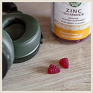 Nature’s Way Zinc Gummies, Supports Immune Function*, 11 mg per Gummy, Mixed Berry Flavored, 120 Gummies