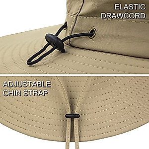 Muryobao Mens Sun Hat Summer Outdoor UPF50+ UV Protection Waterproof Wide Brim Bucket Hats Foldable Boonie Cap for Fishing Hiking Garden Beach Safari Beige
